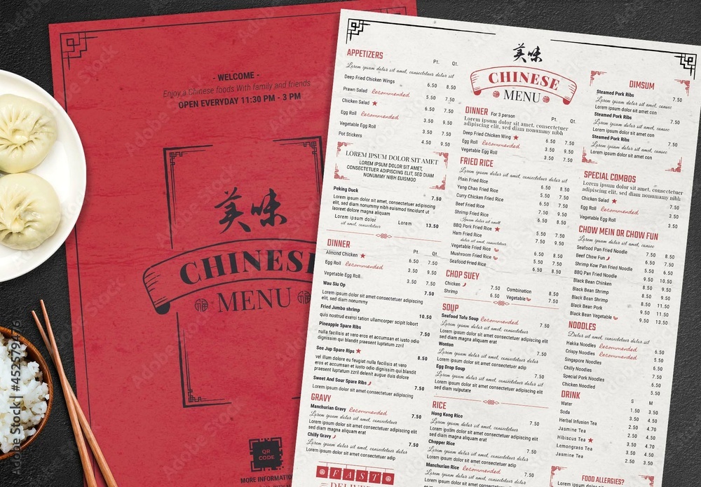 Asian Restaurant Food Menu Layout Stock Template | Adobe Stock