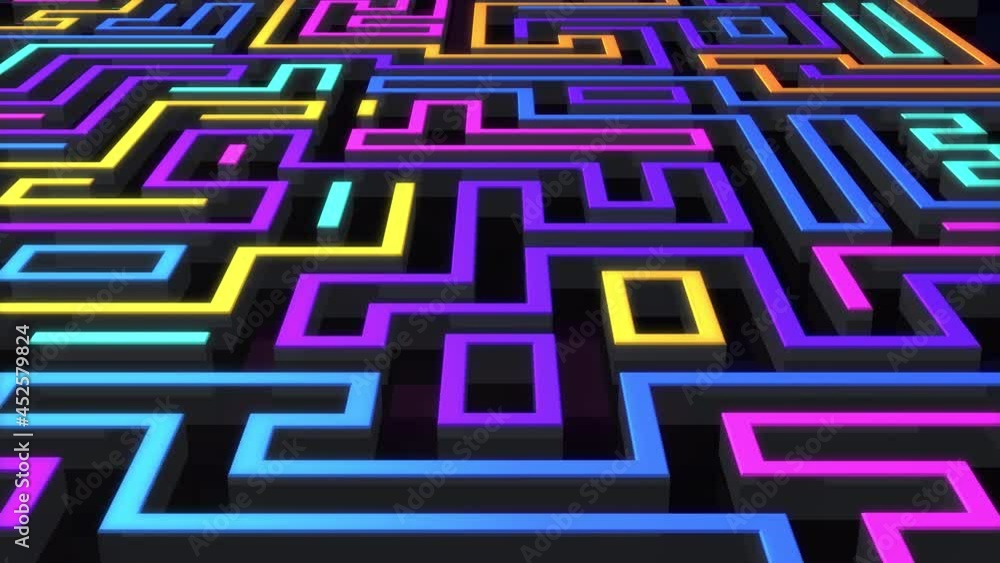 Vidéo Stock colorful abstract 3d maze animation. labyrinth pattern for ...