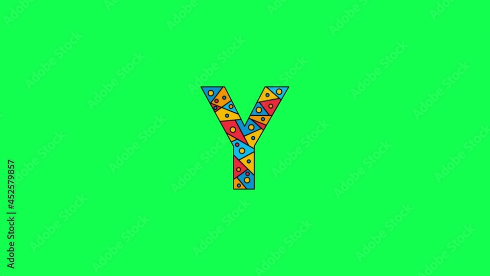 Letter Y. Animated unique font made of circles and triangles, polygons ...
