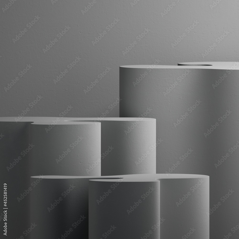 3d render, abstract simple grey background. Modern minimal showcase ...