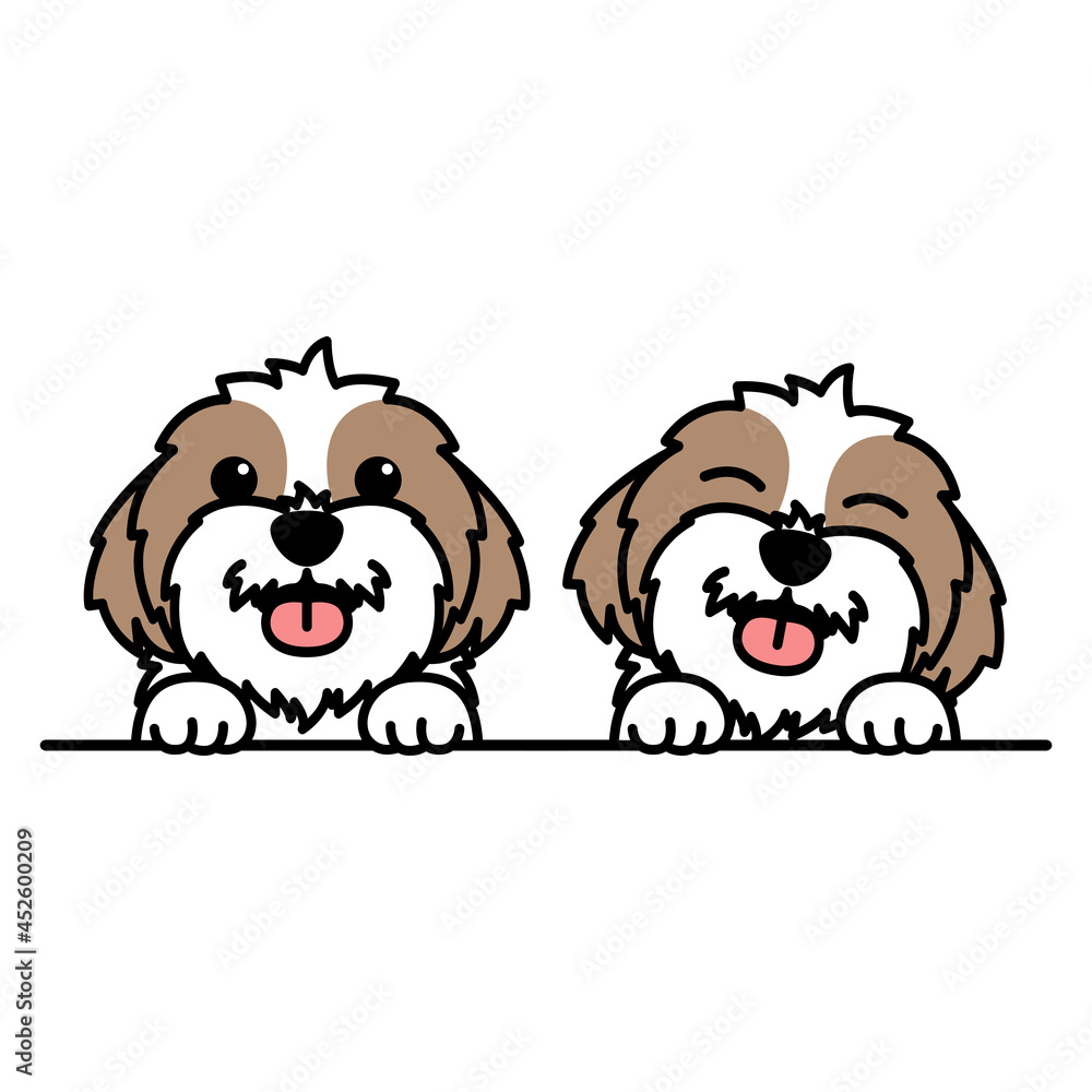 Cute shih tzu dog cartoon, vector illustration Stock Vector | Adobe Stock