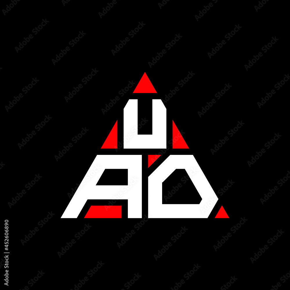 Vetor do Stock: UAO triangle letter logo design with triangle shape ...