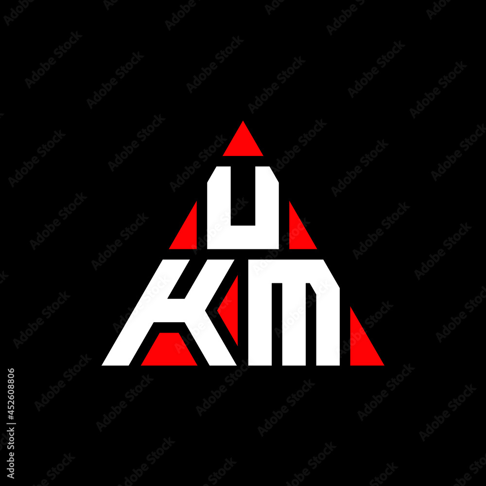 UKM triangle letter logo design with triangle shape. UKM triangle logo ...