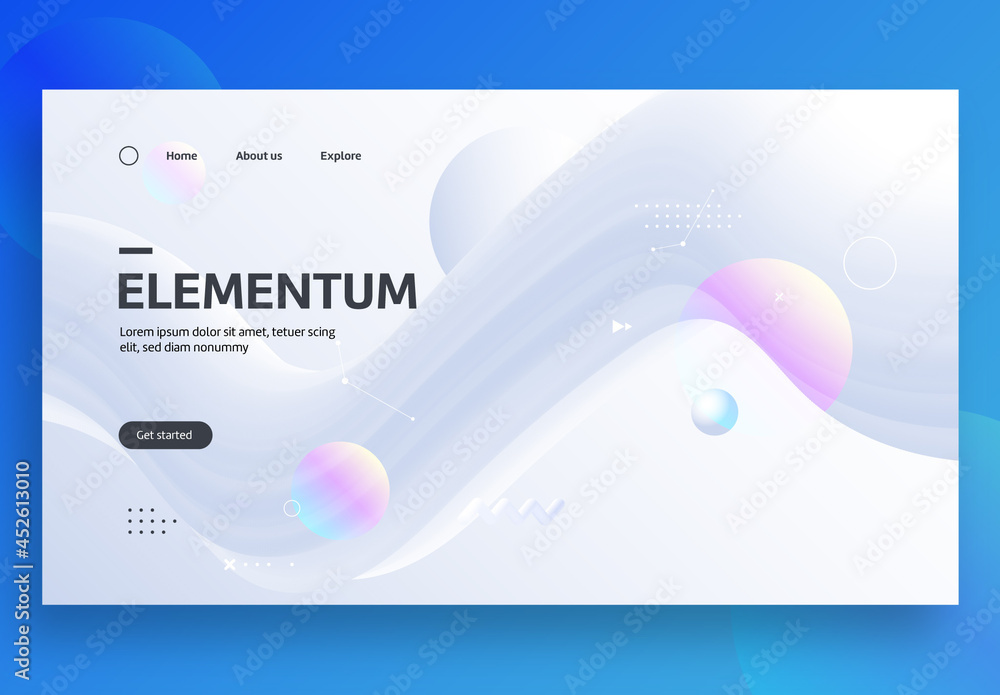 Website Landing Page Layout with Gradients Shapes Stock Template ...