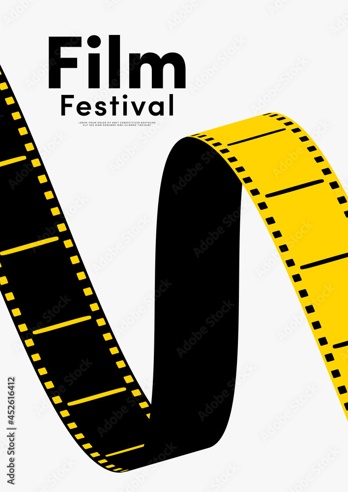 Movie and film poster design template background with vintage filmstrip ...