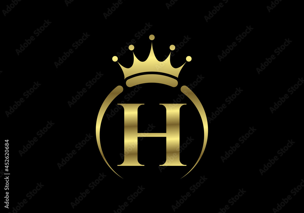 Initial H monogram alphabet with a crown. Royal, King, queen luxury ...