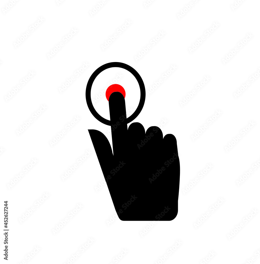 The button icon is in a flat style, isolated on a white background. A ...