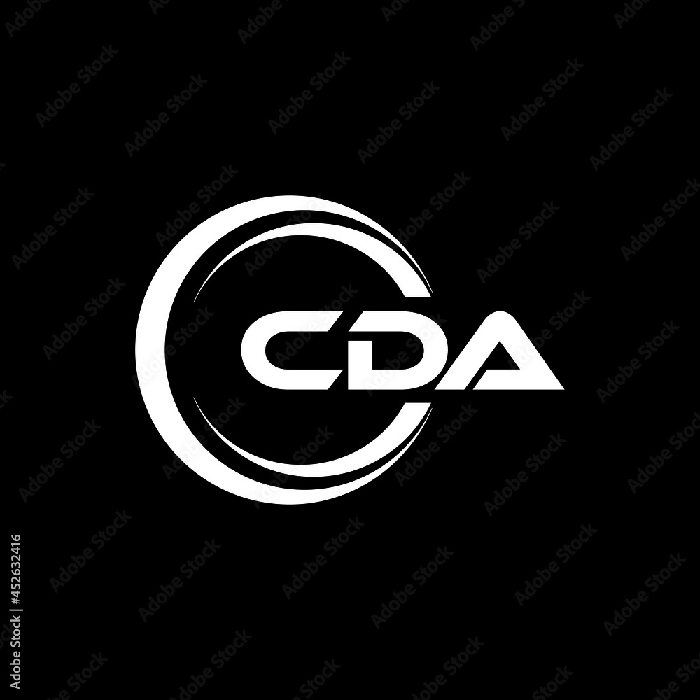 CDA letter logo design with black background in illustrator, vector ...