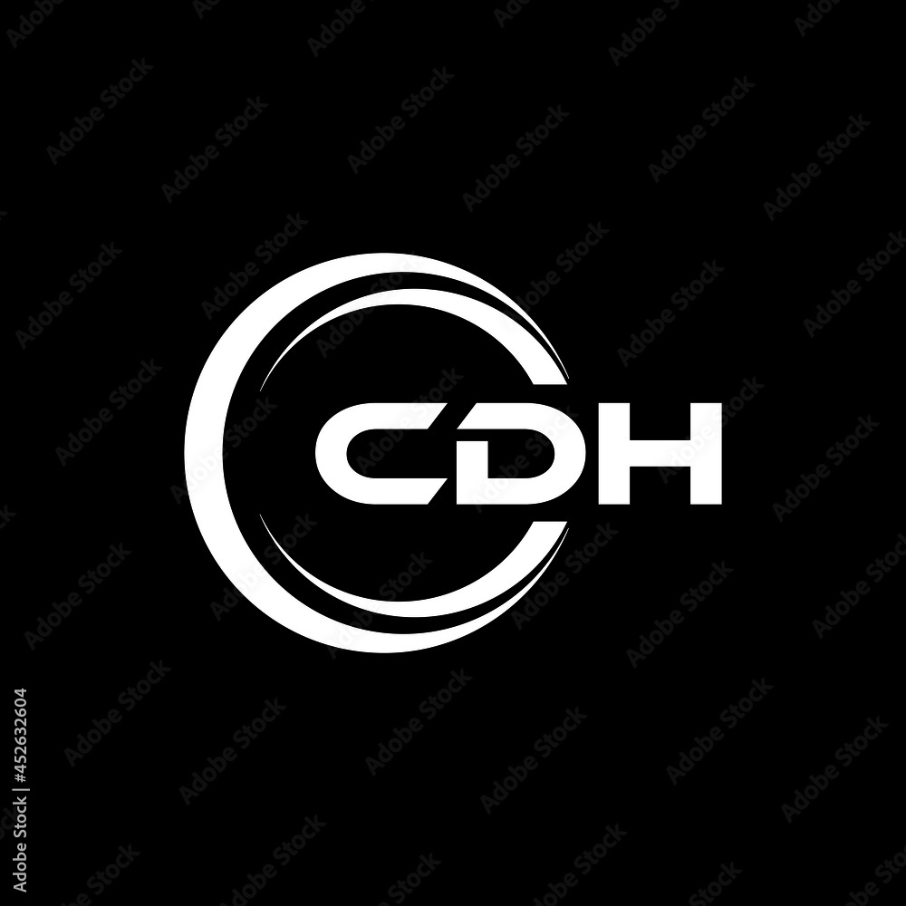 CDH letter logo design with black background in illustrator, vector ...