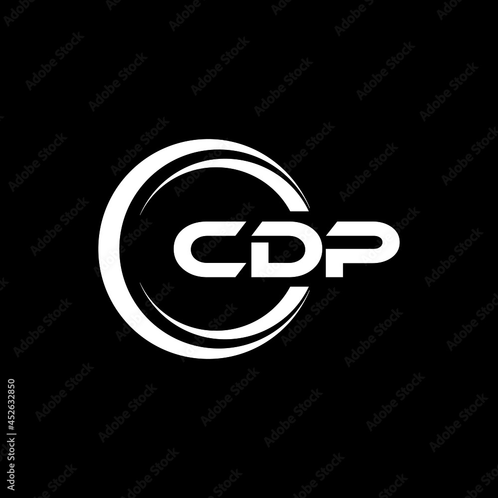 Vecteur Stock CDP letter logo design with black background in ...