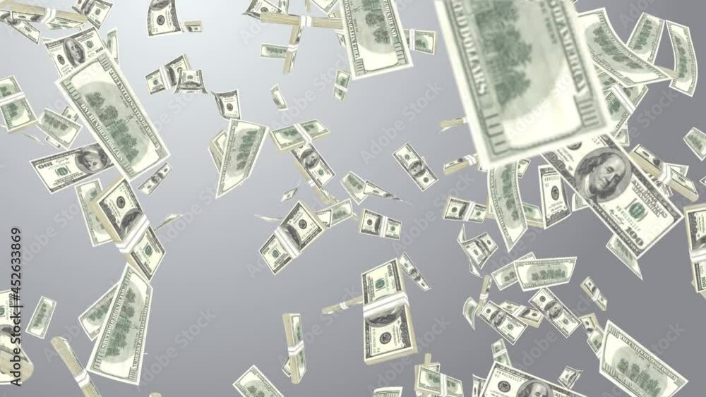 Flying dollars banknotes motion isolated on a white background. Money ...