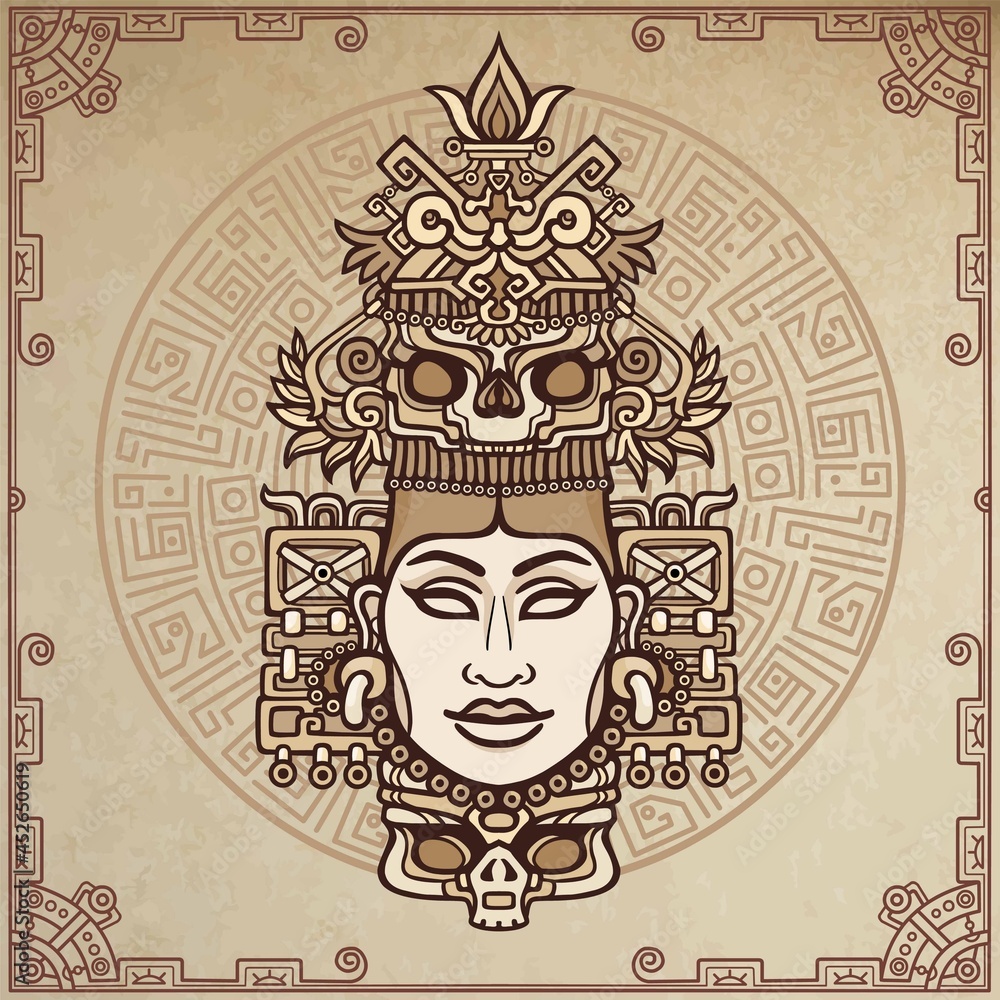 Animation portrait of the pagan goddess based on motives of art Native ...