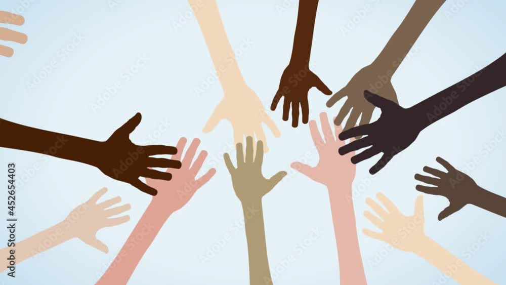 No to racism. Stop to racism and discrimination. Hands of different ...