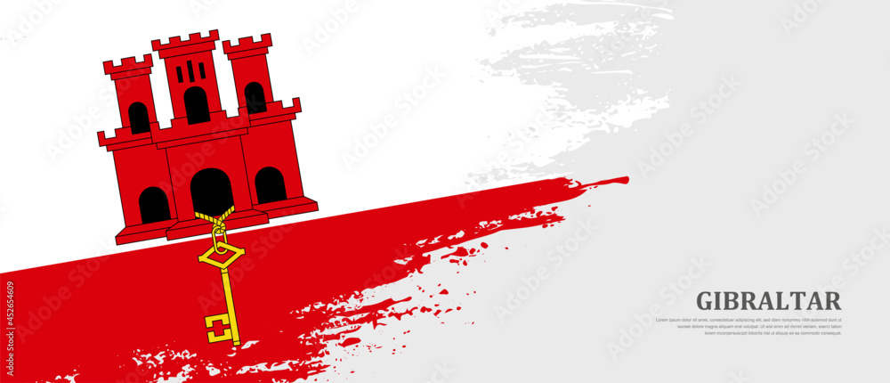 National flag of Gibraltar with textured brush flag. Artistic hand ...