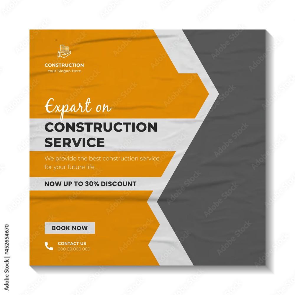 Construction company promotional social media post, facebook cover web ...