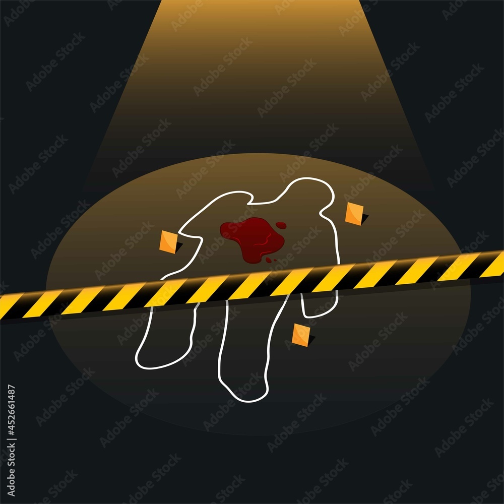 Crime scene investigation with police line. detective case symbol ...