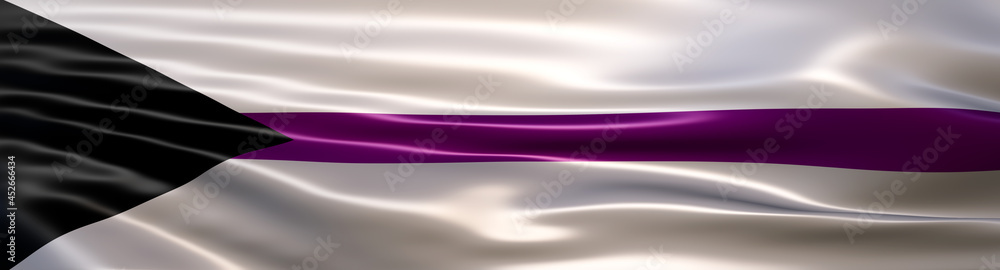 3D Illustration of the Demisexual Pride Flag rendered in large wide ...