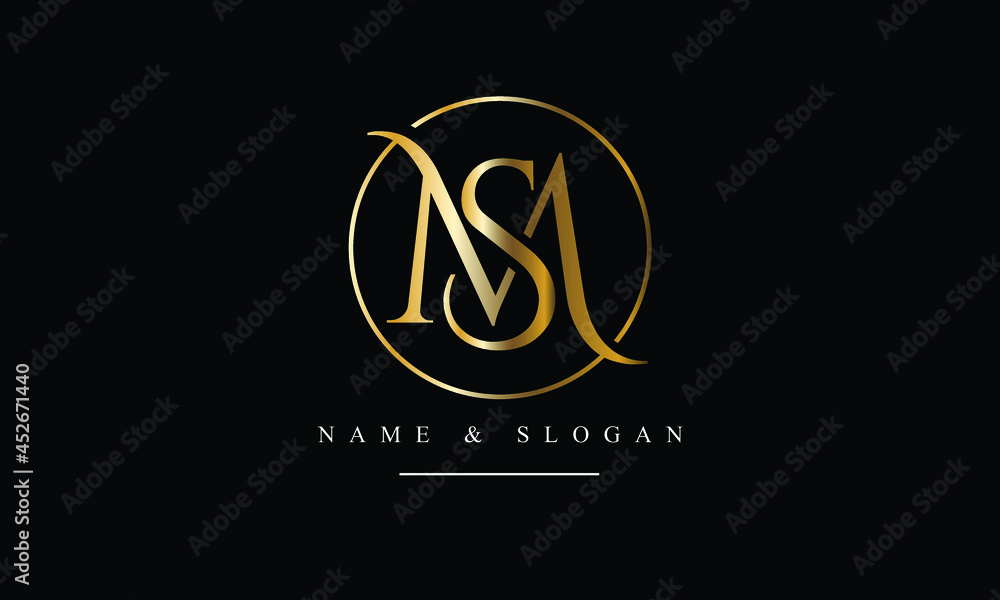 SM, MS, S, M abstract letters logo monogram Stock Vector | Adobe Stock