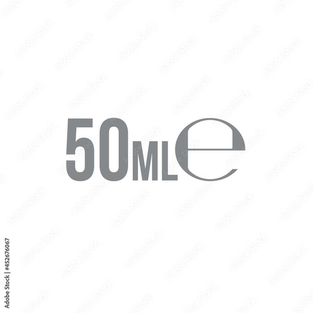 Liter l sign (l-mark) estimated volumes 50 milliliters (ml). Vector ...