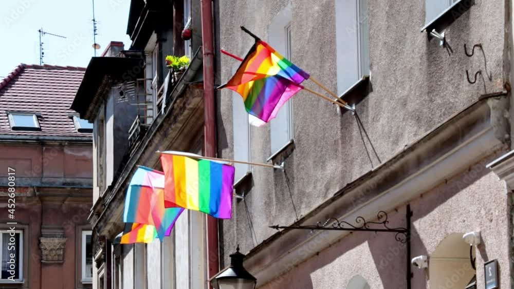 Video „Multi-colored lgbt flag on the building of the house. LGBT gay ...