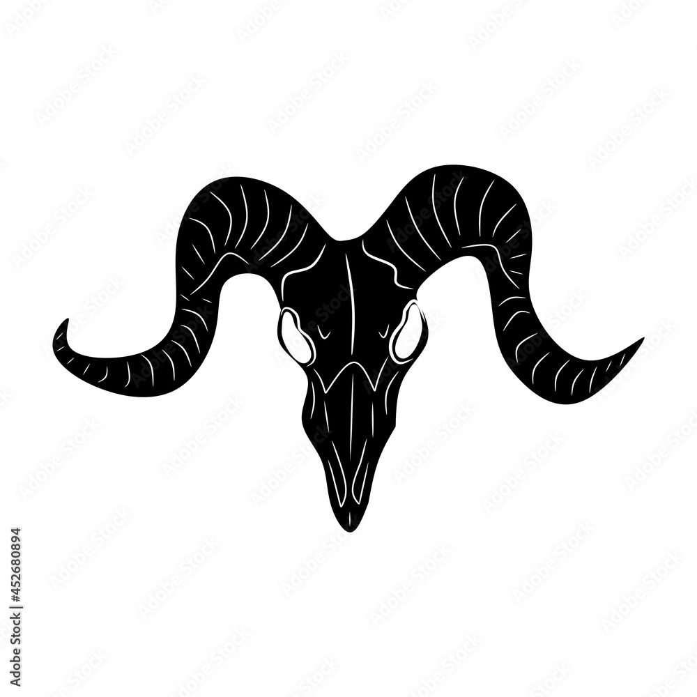 Skeleton goat black, cartoon isolated on white background, vector ...