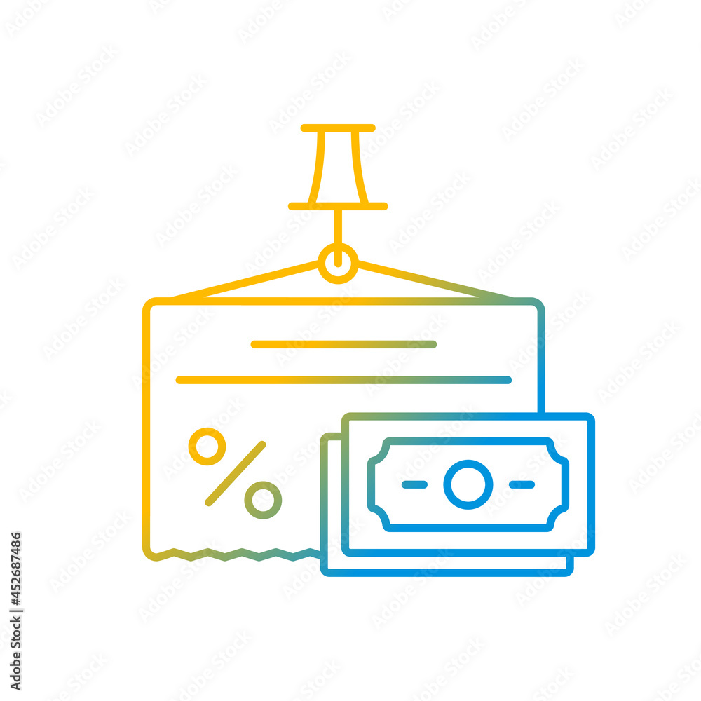 Fixed expenses gradient linear vector icon. Money planning. Business ...