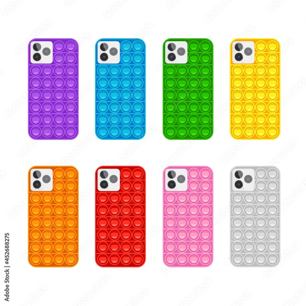Pop-it phone case set. Trendy anti-stress game for kids and adults ...
