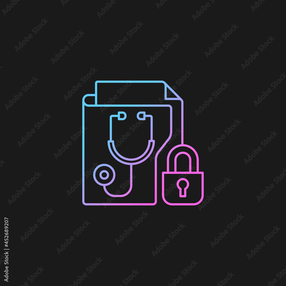 Protected health information gradient vector icon for dark theme ...