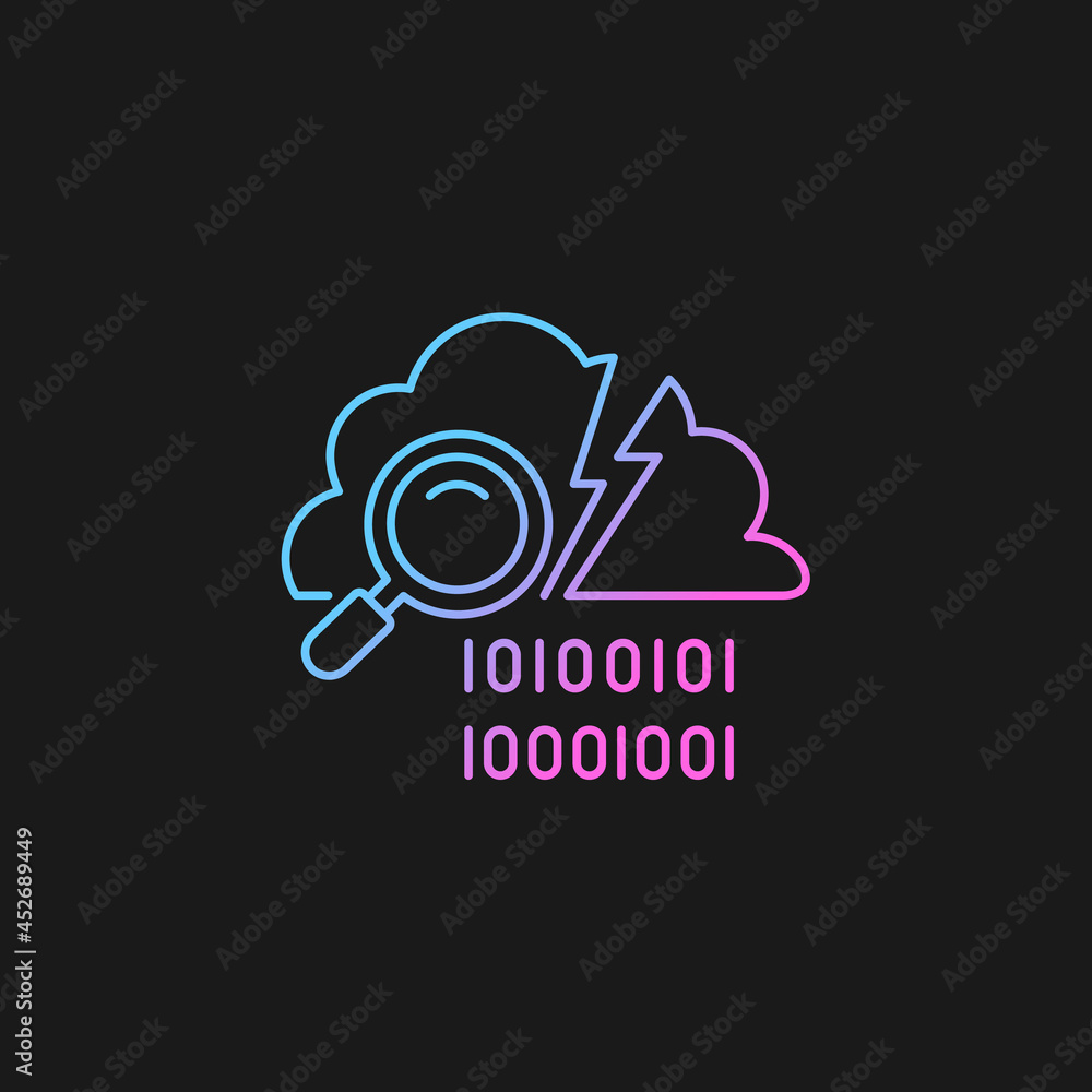 Data breach detection gradient vector icon for dark theme. Intrusion ... Data breach detection gradient vector icon for dark theme. Intrusion ...