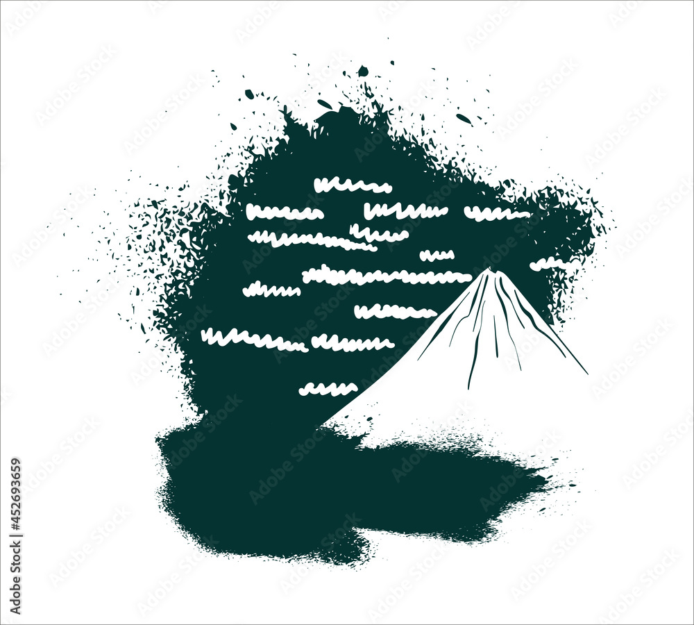 fuji mountains nature landscape view vector sketch illustration ...