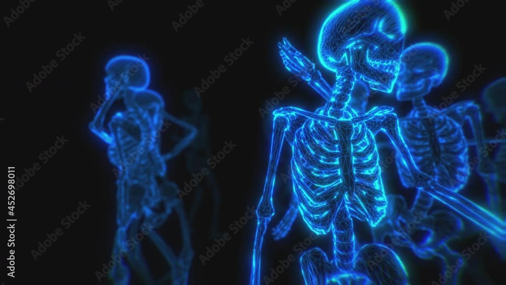Seamless funny animation of dancing x ray skeletons. Halloween video ...