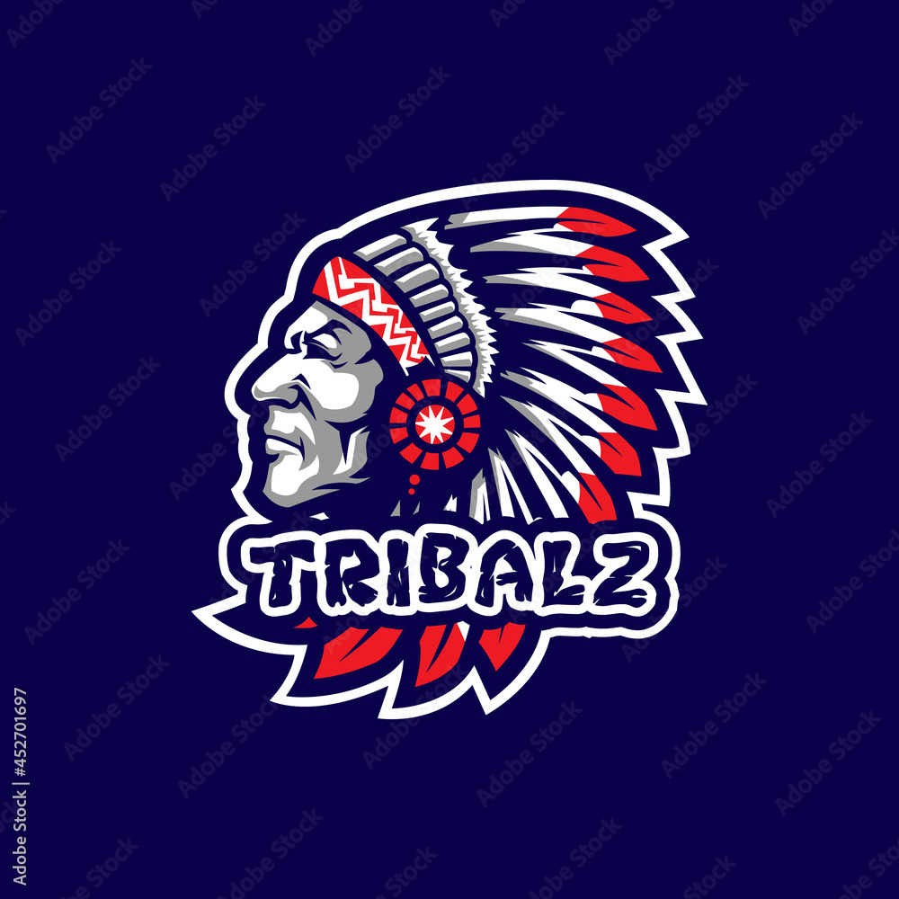 Tribe mascot logo design vector with modern illustration concept style ...
