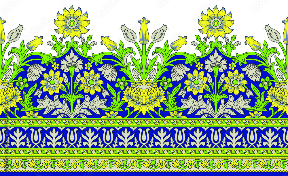 Traditional Asian floral border design Stock Vector | Adobe Stock