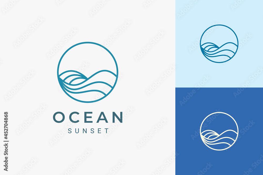 Marine or water theme logo in simple ocean wave circle shape Stock ...
