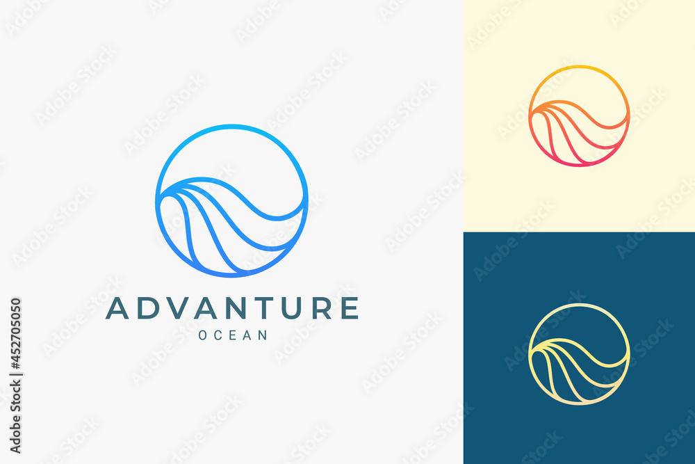 Marine or water theme logo in simple ocean wave circle shape Stock ...
