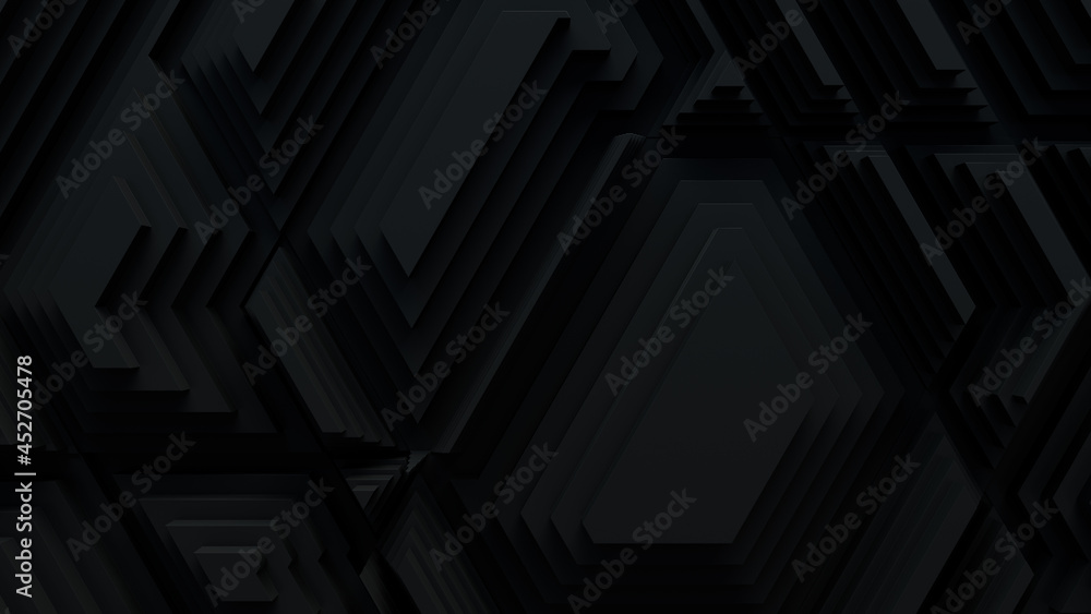 Black, Tech Background with a Geometric 3D Structure. Dark, Stepped ...