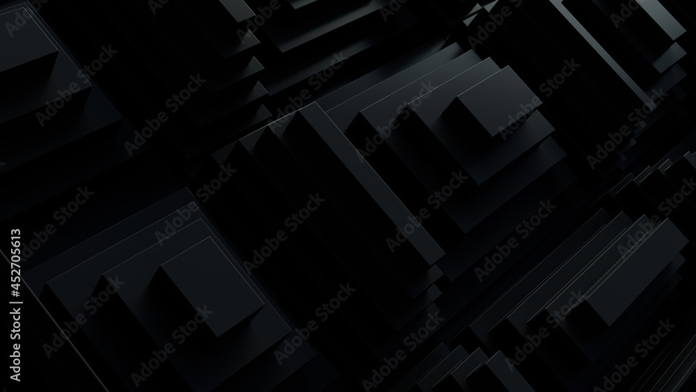Black, Tech Background with a Geometric 3D Structure. Dark, Stepped ...
