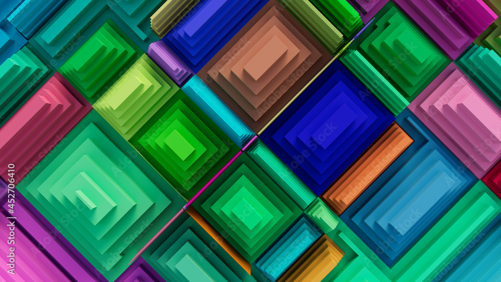 Multicolored, Tech Background with a Geometric 3D Structure. Bright ...