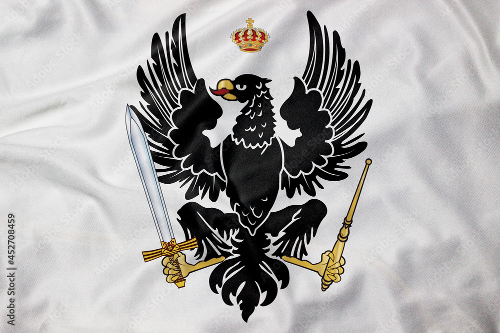 Flag of the Prussian Kingdom, realistic rendering with texture Stock ...