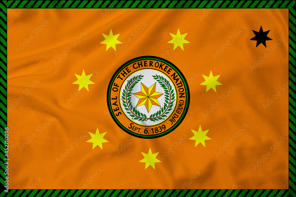 Poster Flag of the Cherokee Nation, realistic rendering with texture ...