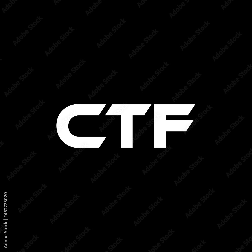 CTF letter logo design with black background in illustrator, vector logo modern alphabet font ...