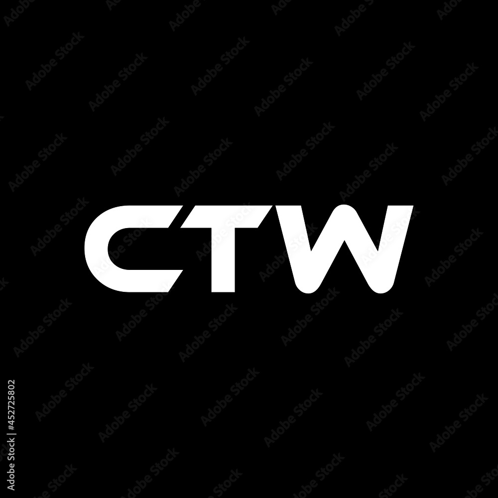 CTW letter logo design with black background in illustrator, vector ...