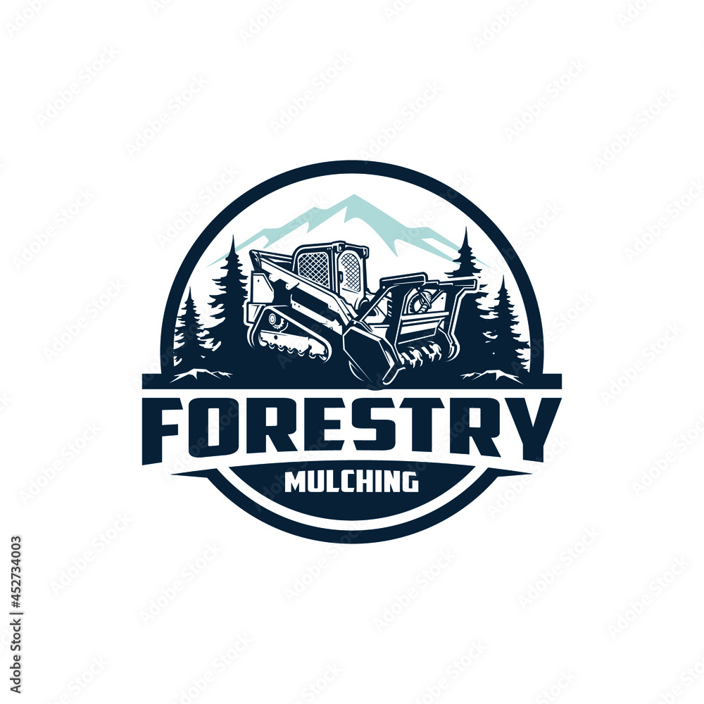 forestry mulching machine isolated logo with emblem style Stock Vector ...