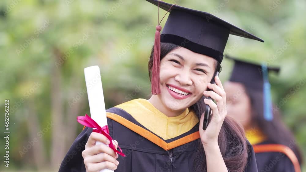 Congratulation graduate are celebrating ceremony graduation Throwing ...