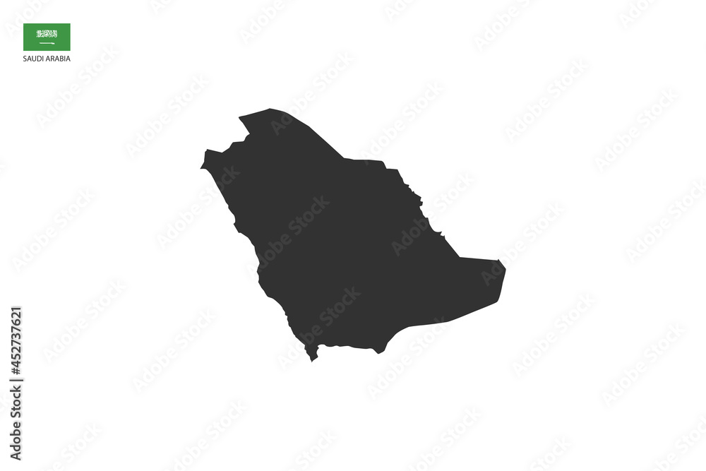 Saudi Arabia black shadow map vector on white background and country ...