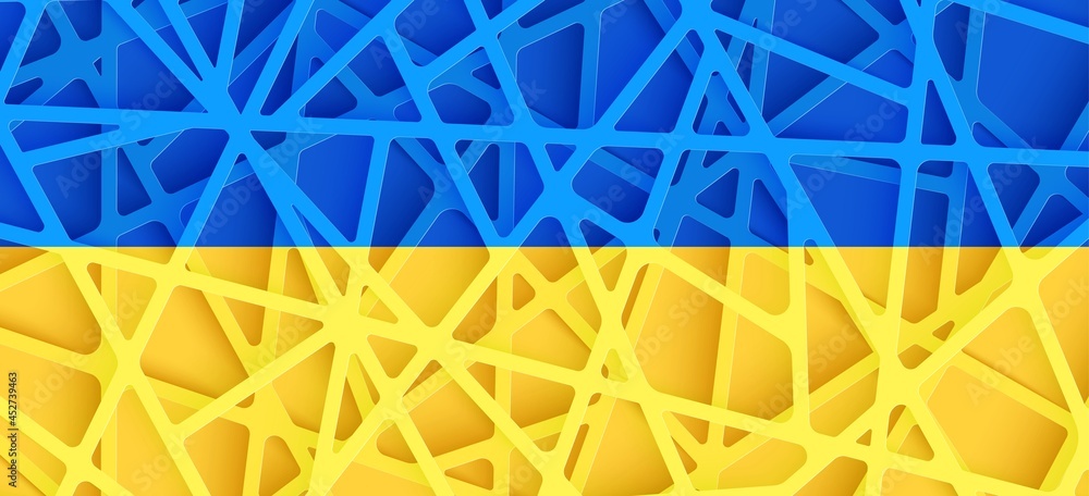 National Ukraine flag in paper cut style. 3d realistic vector backdrop ...