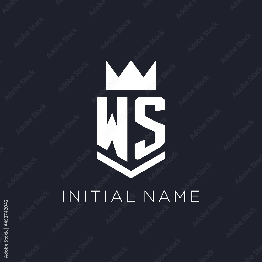 Vetor de WS logo with shield and crown, initial monogram logo design do ...