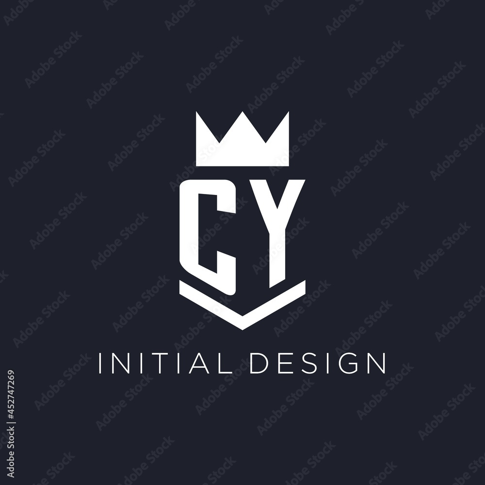 CY logo with shield and crown, initial monogram logo design Stock ...