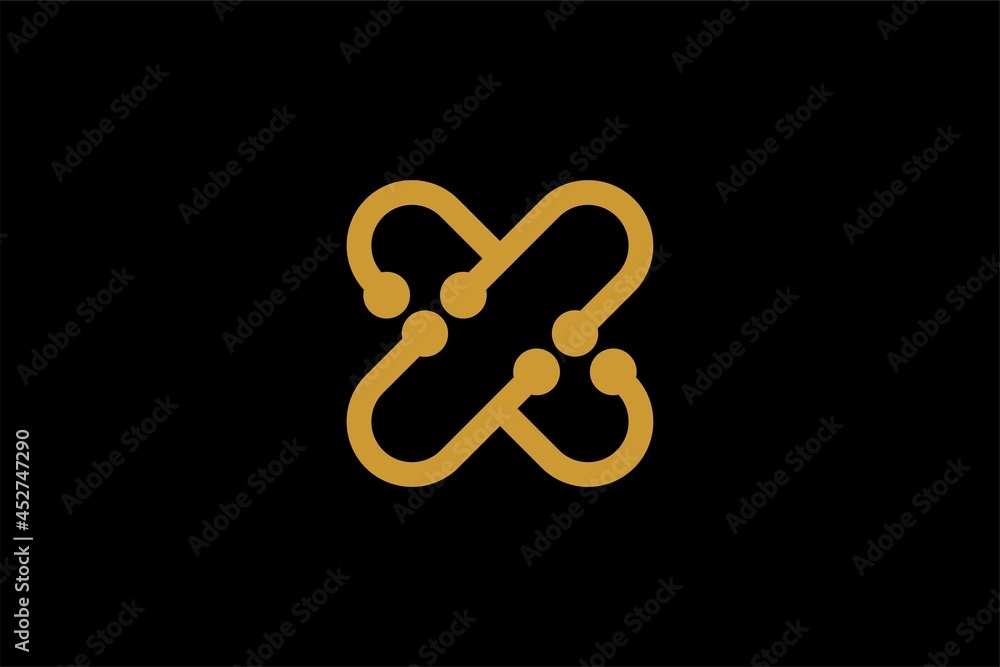 Cross X logo design vector. Letter X outline the abstract symbol. Type ...