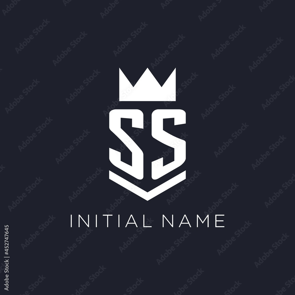 SS logo with shield and crown, initial monogram logo design Stock ...